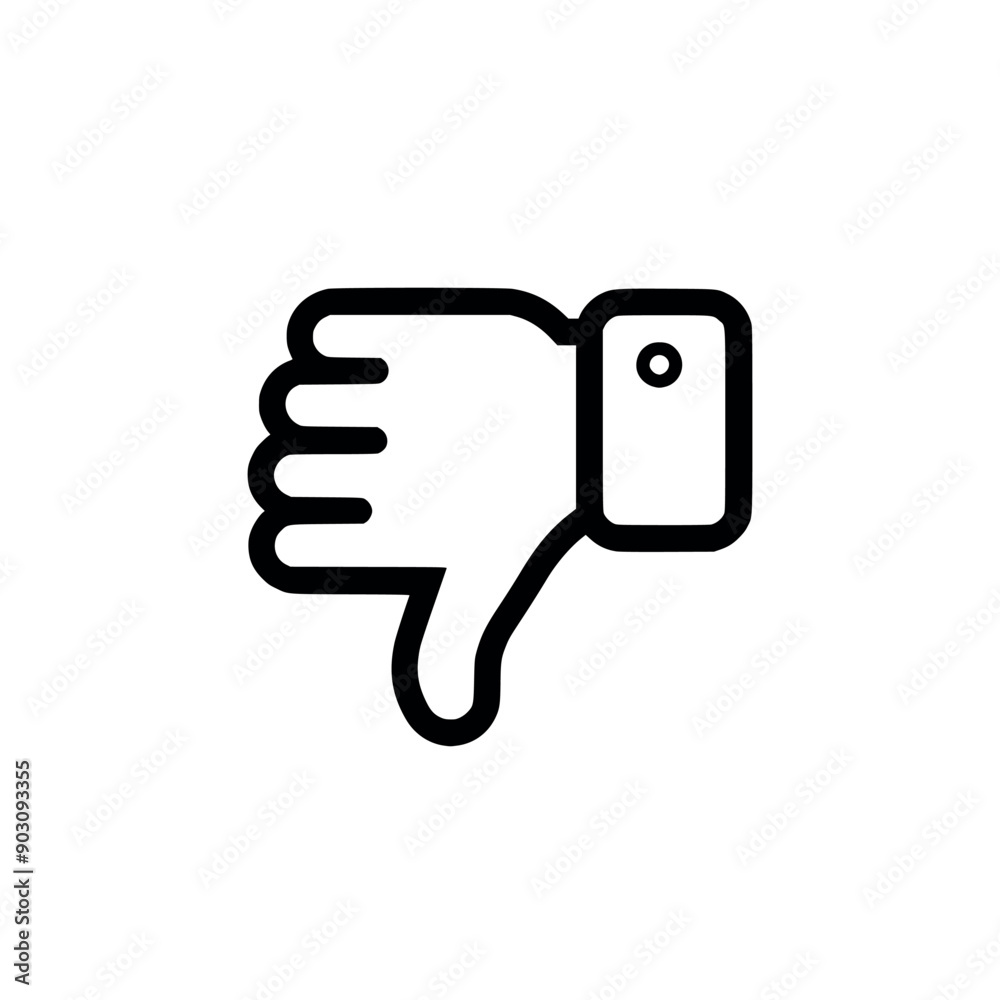 Dislike icon. Black outline dislike icon on white background. Vector ...
