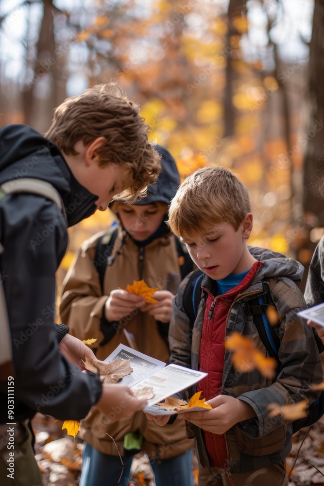 Nature Exploration Education: Children Identifying Tree Species on a ...