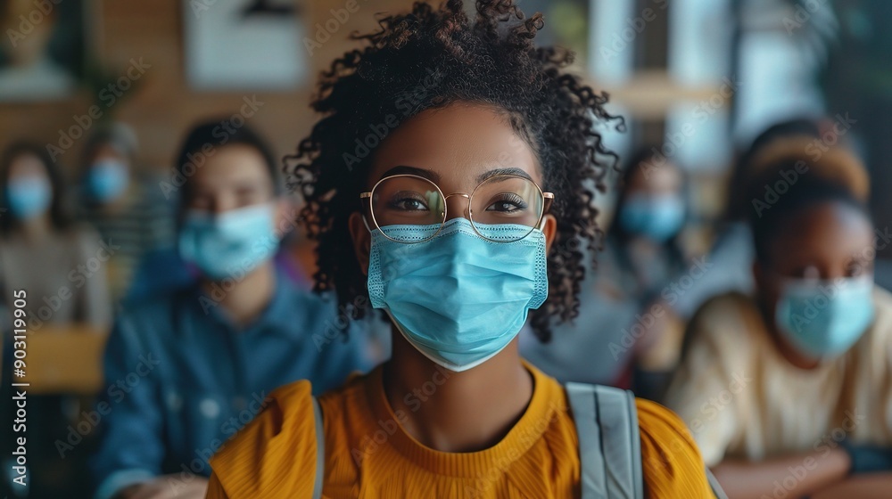 Learning in the Time of Masks: A portrait of a young woman wearing a ...