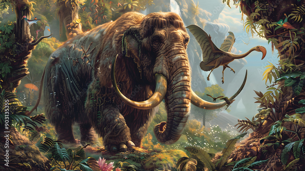 Illustration of Extinct Animals: Woolly Mammoth, Dodo Bird, Saber ...