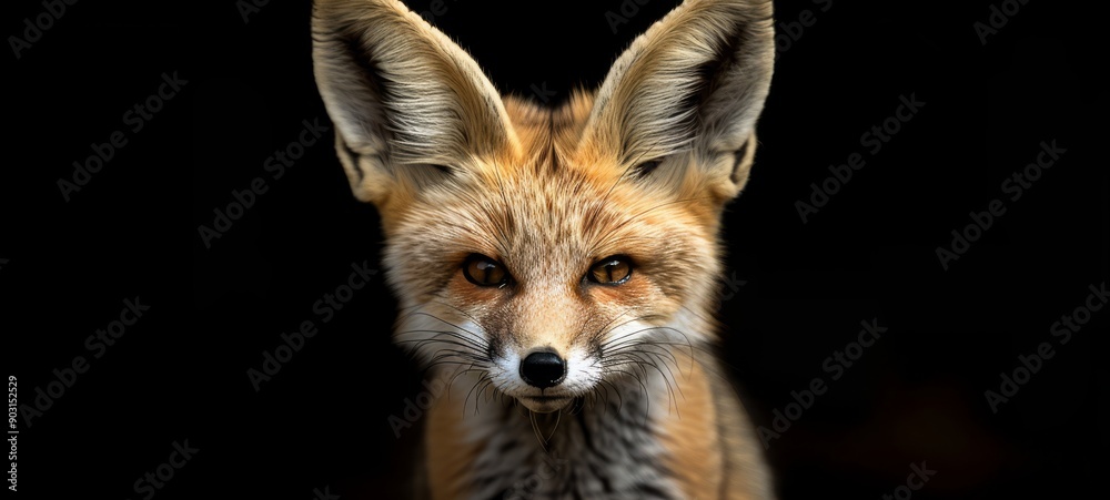 Fennec Fox Stare. A captivating portrait of a fennec fox with a dark ...