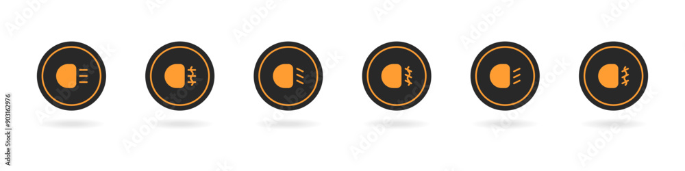 Car low beam and high beam icon set vector. Set of car light logos ...