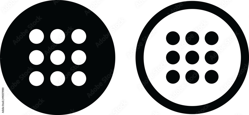 Hamburger Menu Icons Set, Dots Line Hamburger Menu In Circle, Vector ...