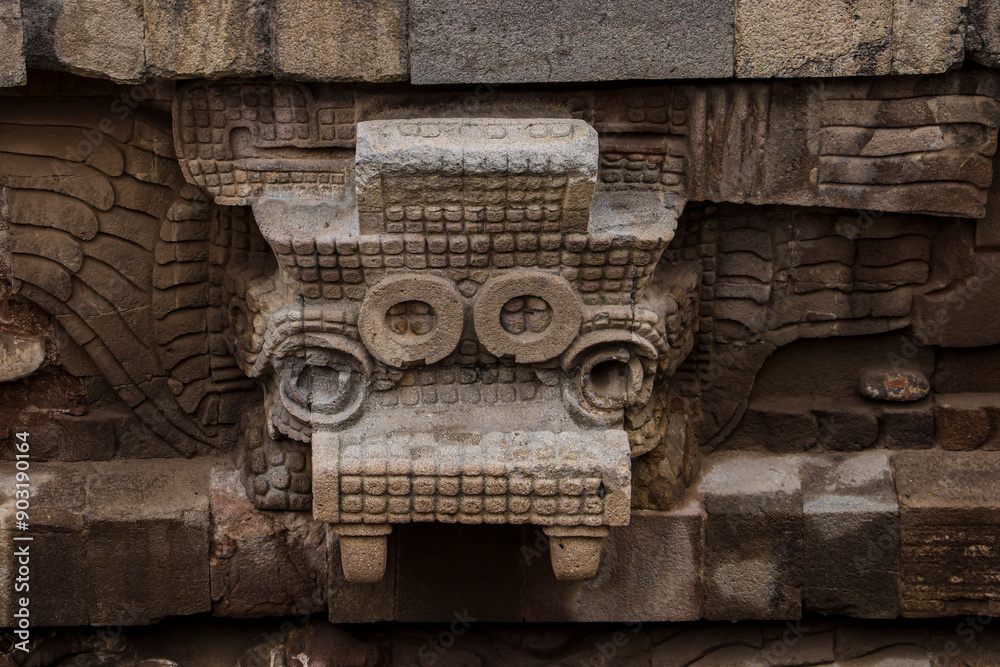 Pyramid of the Feathered Serpent or Quetzalcoatl in the archaeological ...
