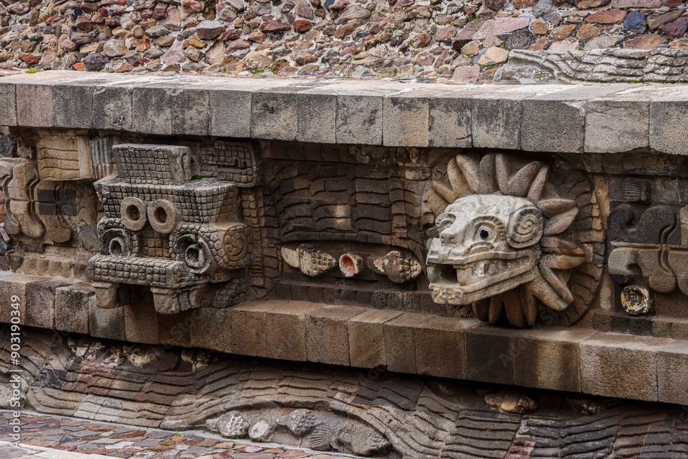 Pyramid of the Feathered Serpent or Quetzalcoatl in the archaeological ...