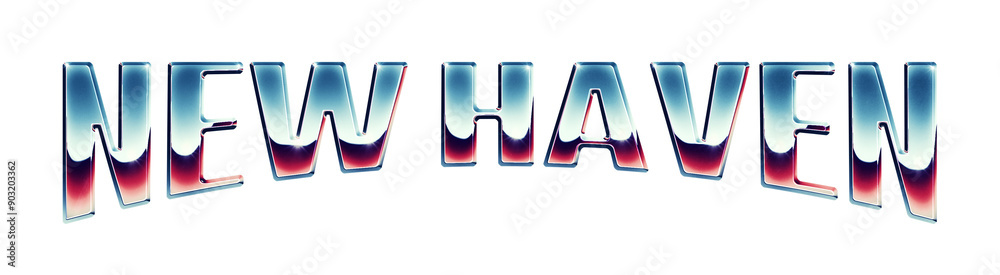 New Haven city name written in retro 1980s style chrome text effect ...