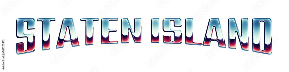 Staten Island borough name written in retro 1980s style chrome text ...