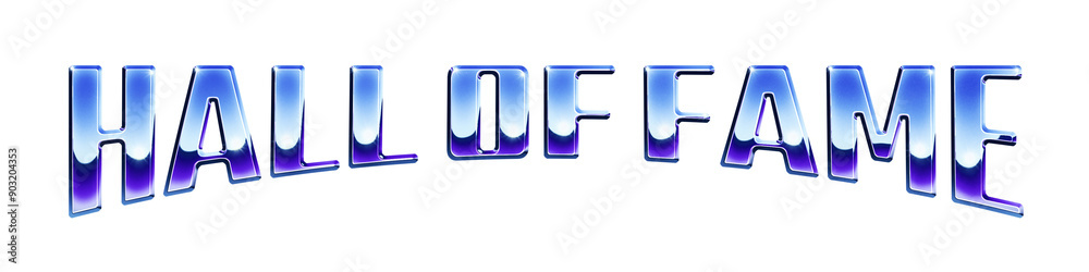‘Hall of Fame’ written in retro 1980s style chrome text effect isolated ...