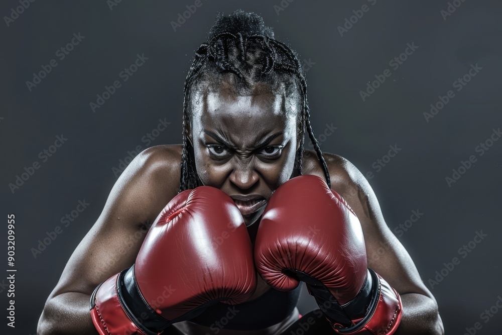 Black female boxer exudes strength and determination after workout ...