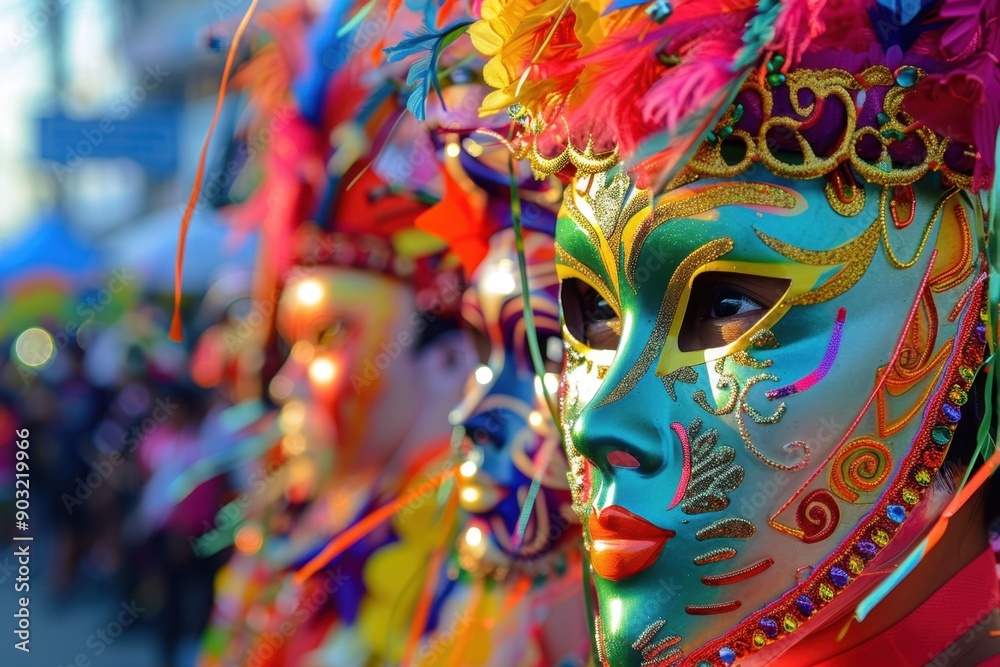 Vibrant mask display at Masskara Festival in Bacolod City. Stock Photo ...