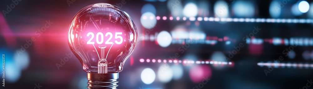 A futuristic light bulb representing innovation and technology, with ...