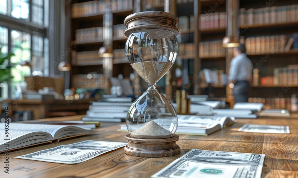 Temporal essence: hourglass, symbolizing the swift passage of time ...