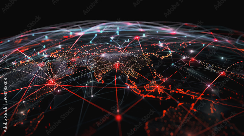 Digital technology speed connect blue green and cyber security network ...