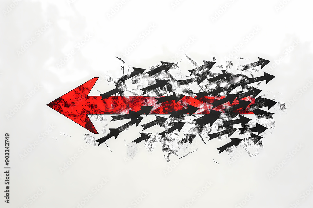 the black arrows go in the opposite direction to the big red arrow ...