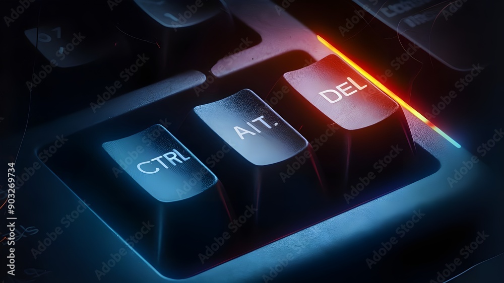 The Ctrl, Alt, and Del keys on a computer keyboard. Task manager ...