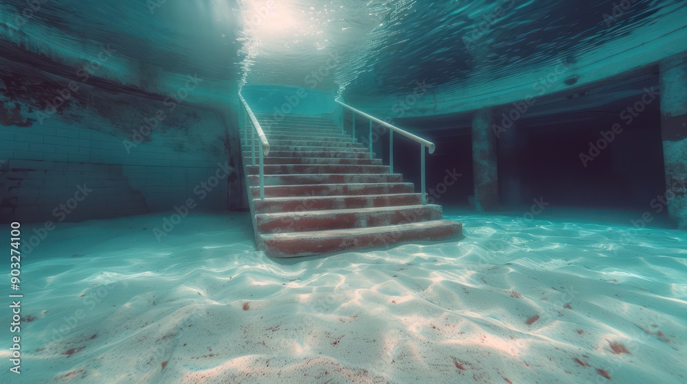 Beneath: A Dazzling Underwater View of a Swimming Pool with Turbulent ...