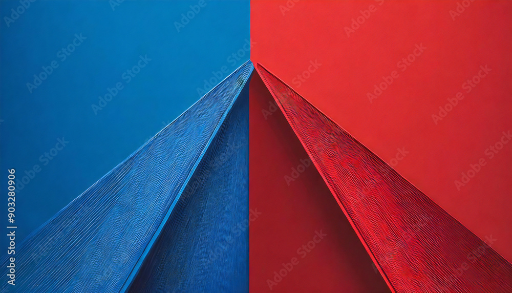 赤と青のハーフの2面背景素材。赤背景。青背景。Two-sided background material, half red and half ...