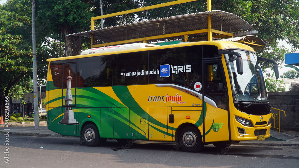 Yogyakarta, Indonesia. May 11, 2024. The Trans Jogja bus is stopping at ...