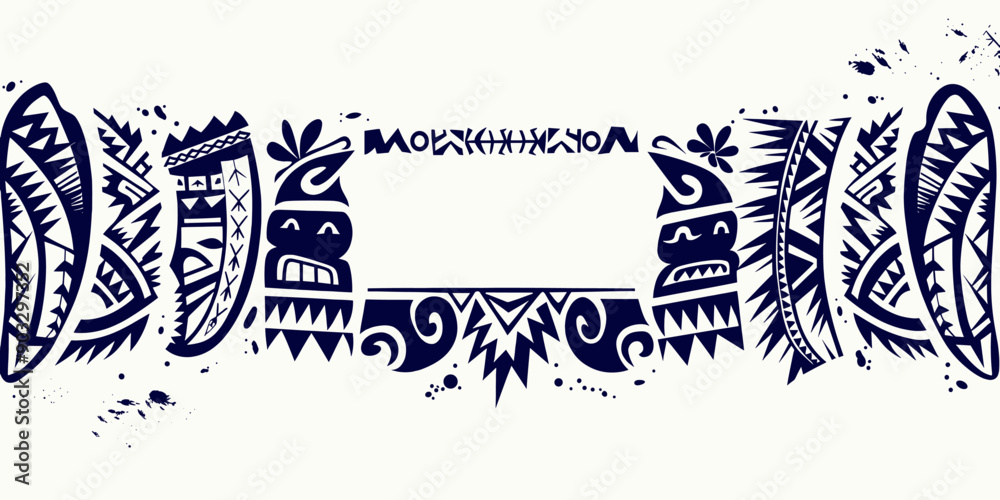 Traditional Polynesian tribal tattoo design, featuring geometric ...