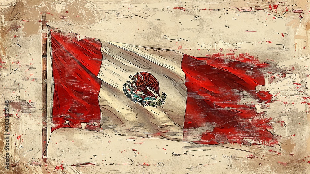This digital illustration showcases the Peruvian flag with crisp and ...