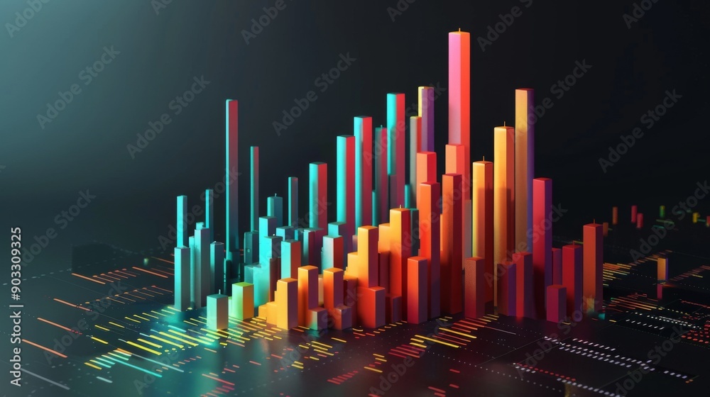 3D column chart with labels and axis, showing a clear data comparison ...
