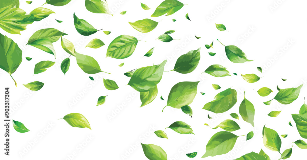 Isolated Green Leaves in Motion - High-Resolution Vector of Floating ...