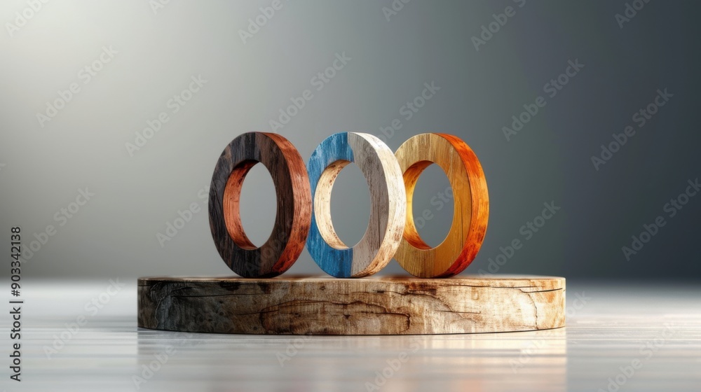 Minimalist view of an Olympic podium with three distinct levels, marked ...
