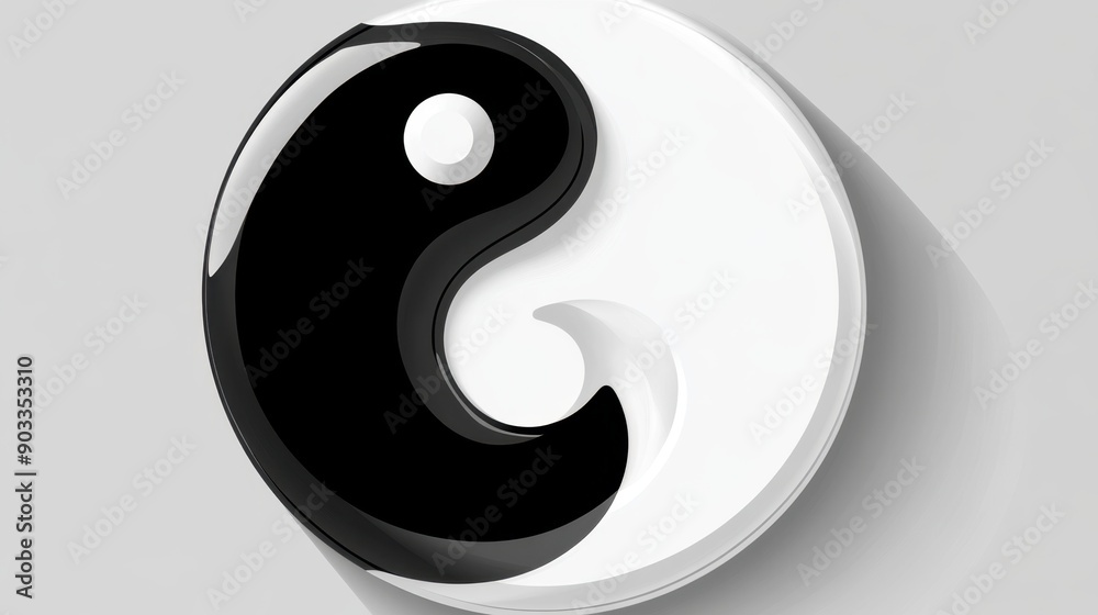 3D Yin Yang symbol representing balance and harmony, with a modern ...