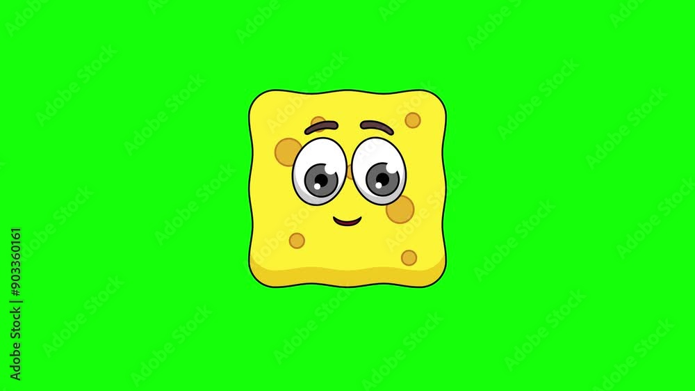 sponge cartoon character with a saluting face, emoji emoticon animation ...
