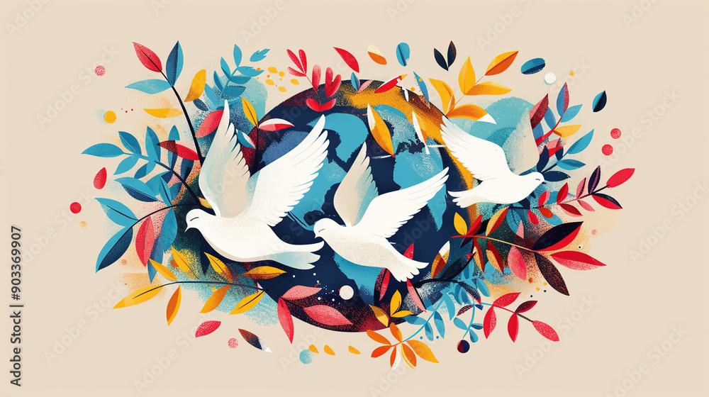 Design a meaningful symbol for Peace Day, capturing the essence of ...