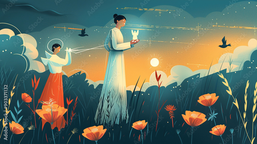 Design a reverent visual for All Saints' Day, honoring the lives and ...