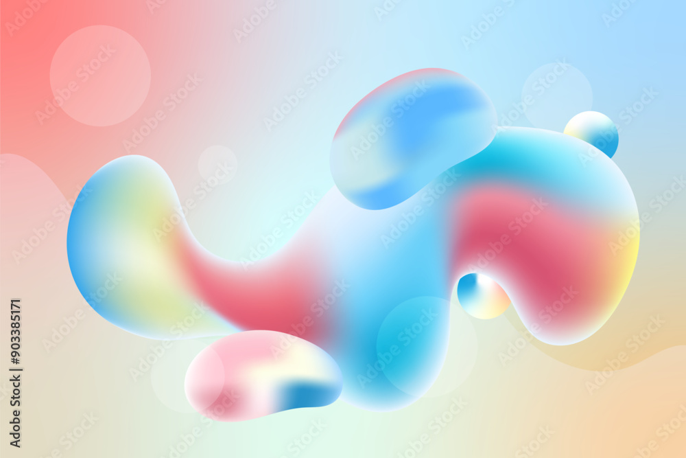 Fluid holographic background with 3d liquid splash rainbow pastel color ...