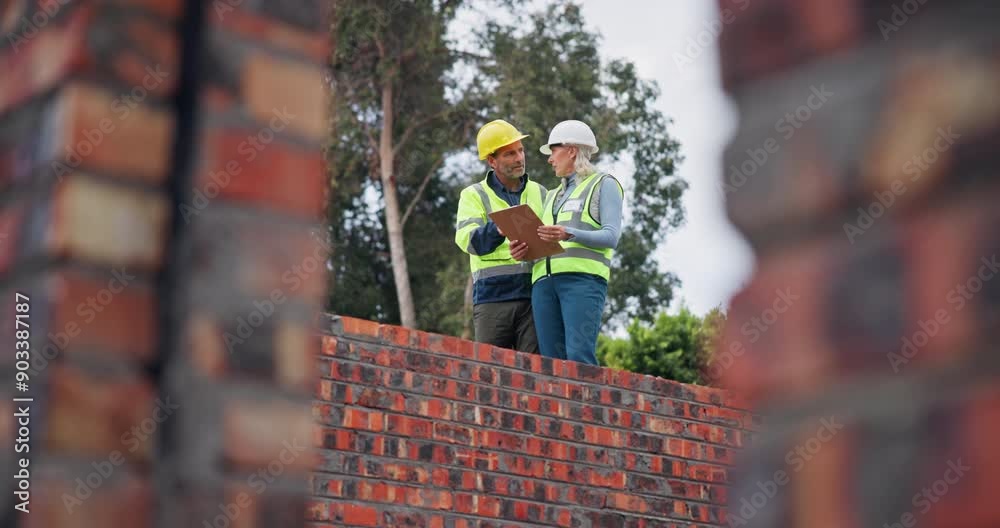 Planning, teamwork and people at construction site of floor plan ...