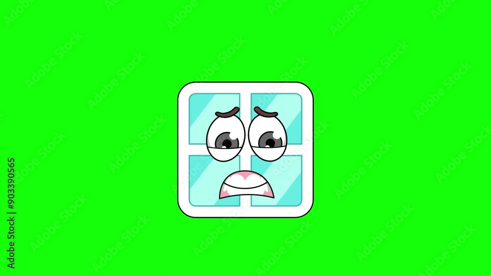 window cartoon with a face screaming in fear, emoji emoticon animation ...