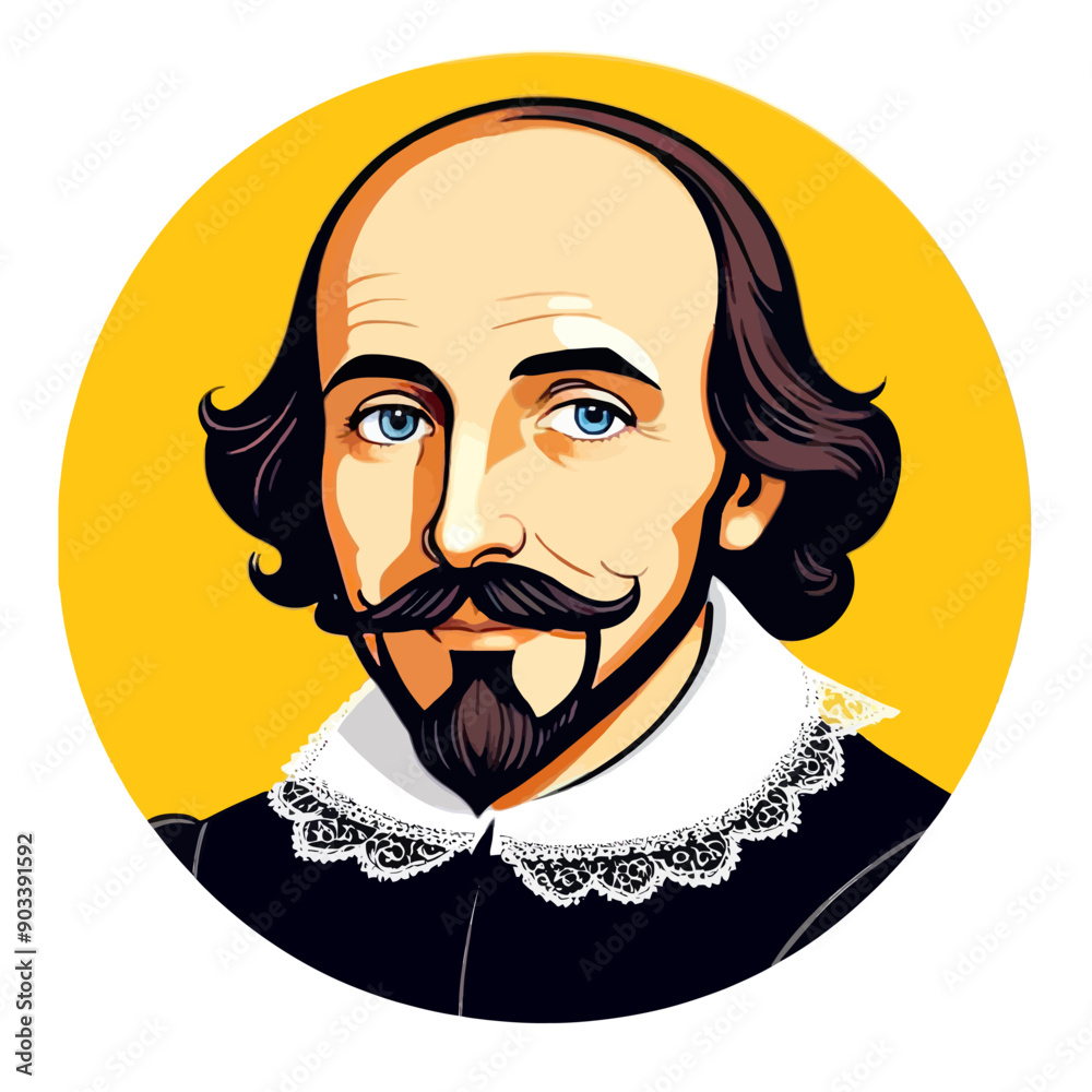 William Shakespeare: Iconic English Poet and Playwright Stock Vector ...