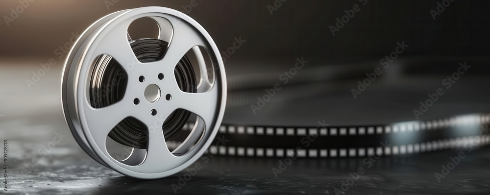 Classic film reel restored to high definition with AI, noir style ...