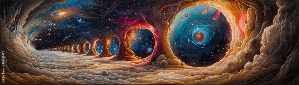 detailed colored pencil drawing of a worms-eye view journey into the ...