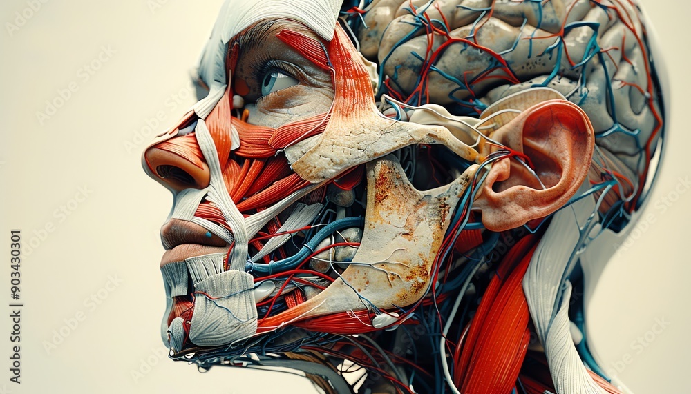 photorealistic digital rendering of a panoramic human anatomy ...