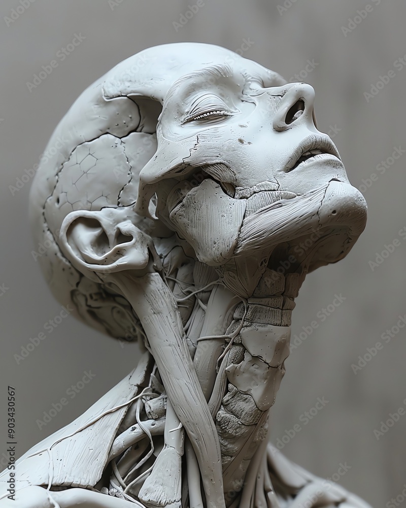 clay sculpture depicting a panoramic 360deg view of the human anatomy ...