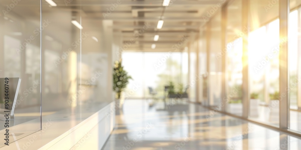 Bright Modern Office Interior: Blurred Background with Panoramic ...