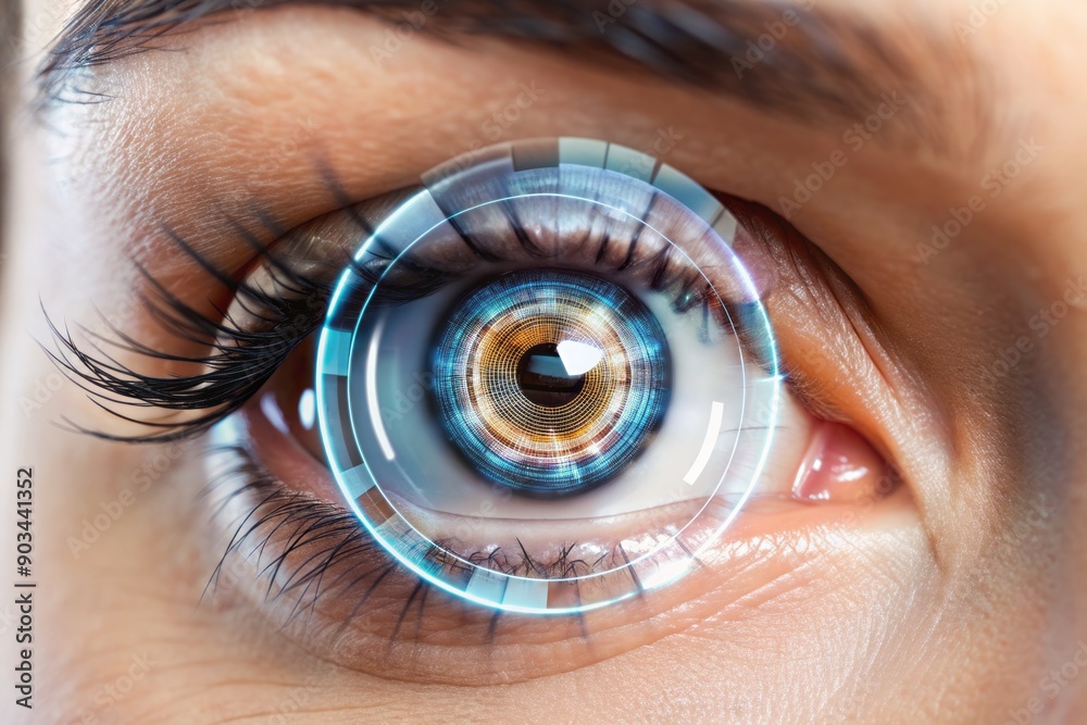 Futuristic transparent contact lens with augmented reality virtual ...