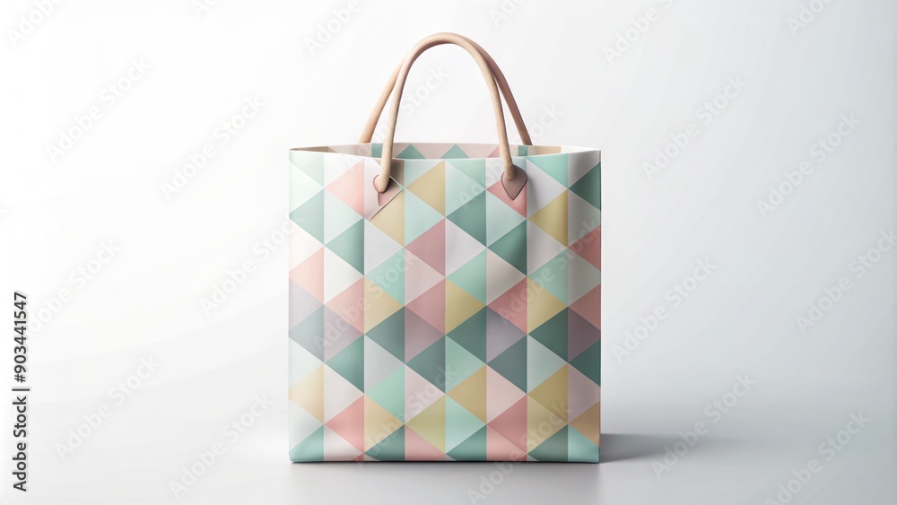 Stylish shopping bag icon featuring a modern geometric pattern in ...