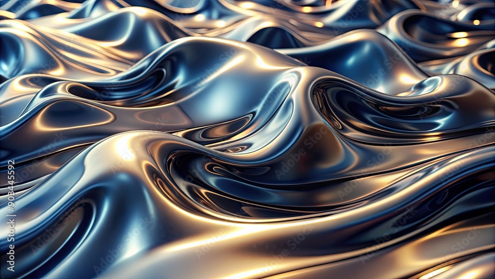 Liquid metal background with a shiny, reflective surface , metallic ...