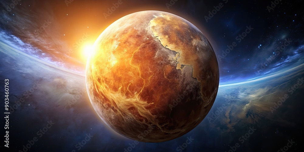 render of Venus planet with realistic textures and atmospheric effects ...