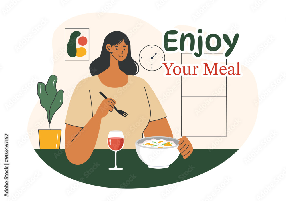 Enjoy Your Meal Vector Illustration of a Variety of Delicious Food in ...