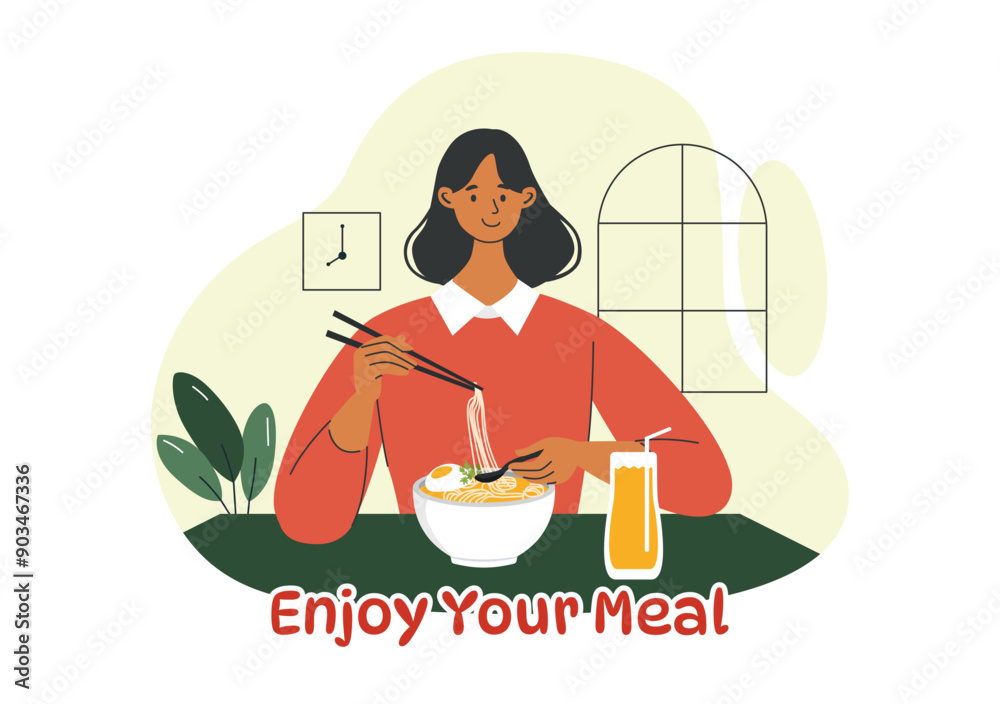 Enjoy Your Meal Vector Illustration of a Variety of Delicious Food in ...