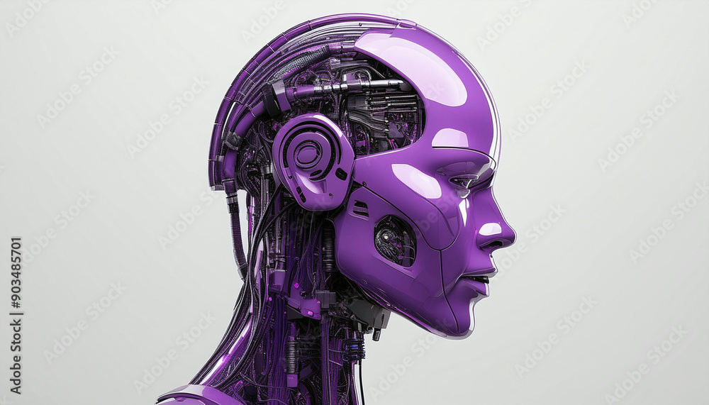 purple 3d robot icon or clipart isolated on the white background for ...