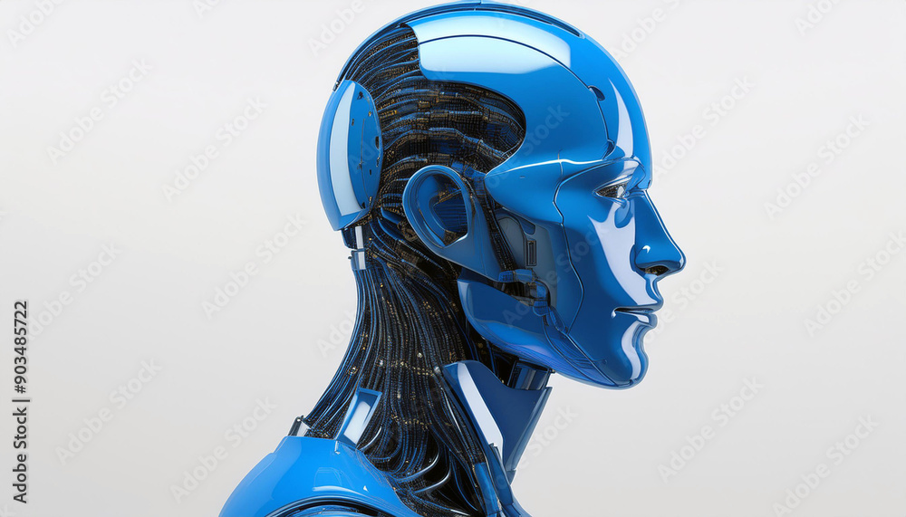 blue 3d robot icon or clipart isolated on the white background for ...