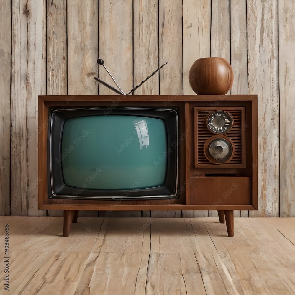 Abstract background with classic vintage tv retro style old television ...
