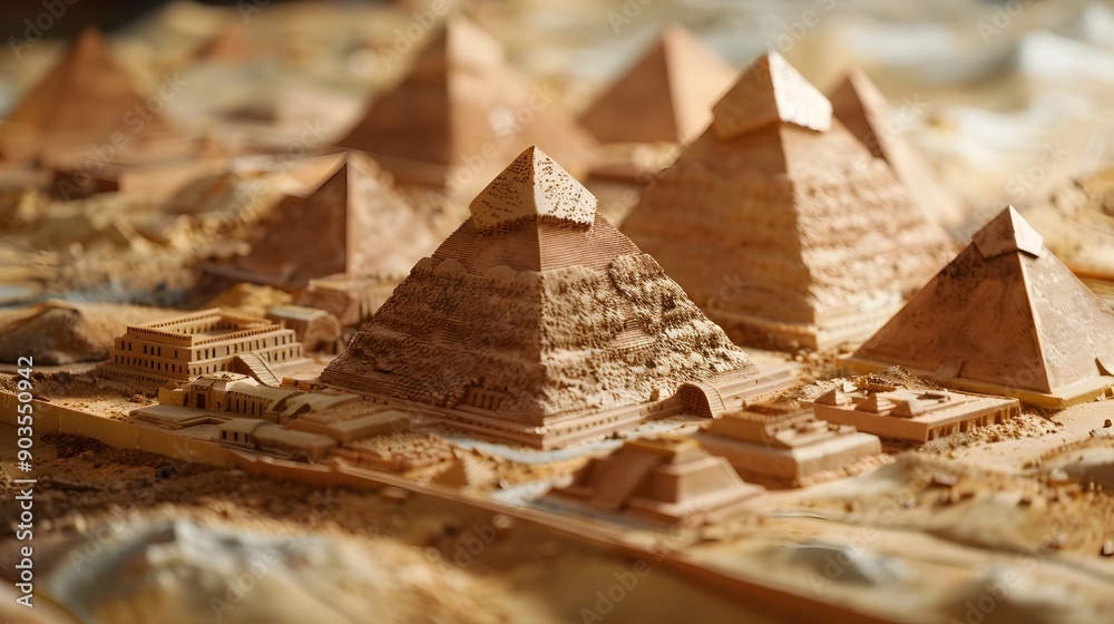 Detailed 3D Clay Model Depicting the Iconic Pyramids of Giza in Egypt ...